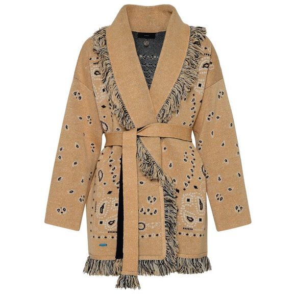 ALANUI | Sweaters | Alanui Beige Cashmere Blend Bandana Cardigan | Poshmark